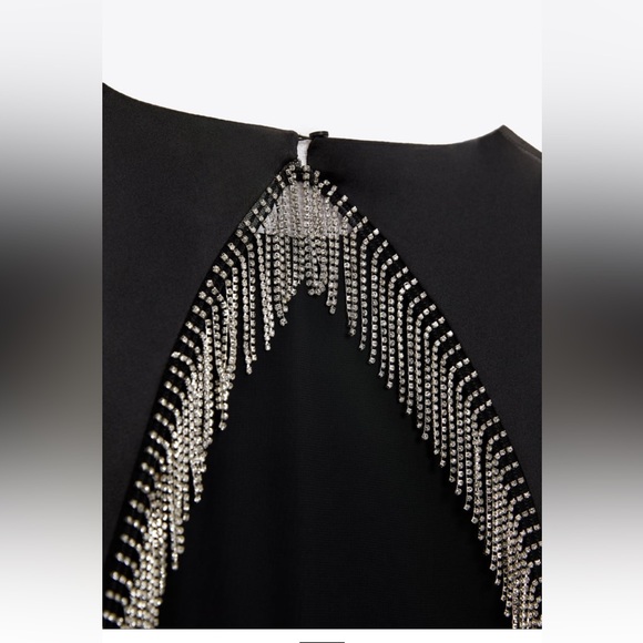 Zara | Tops | Zara Rhinestone Satin Effect Top | Poshmark